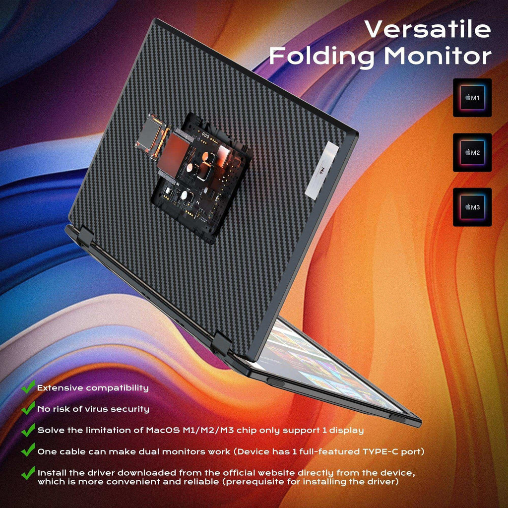 TUTT 15.6” Portable Monitor Dual Screen Extender, Plug and Play M4